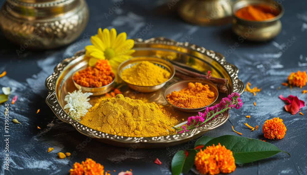 Foto de Beautifully Decorated Pooja Thali for festival celebration to ...