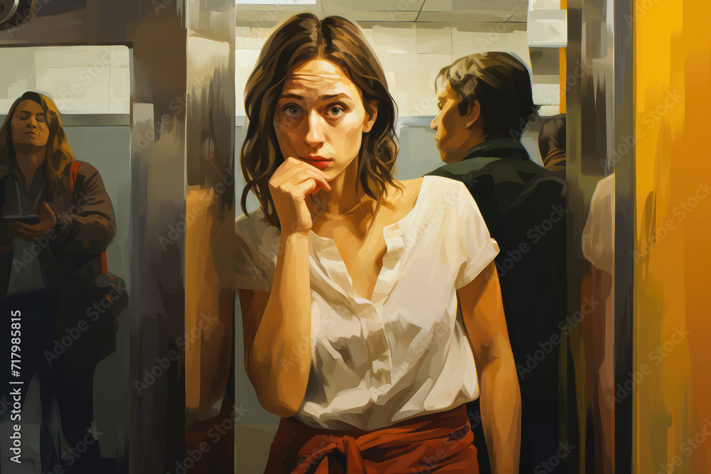 Russian woman in her 30s with a look of abhorrence pinching her nose in ...