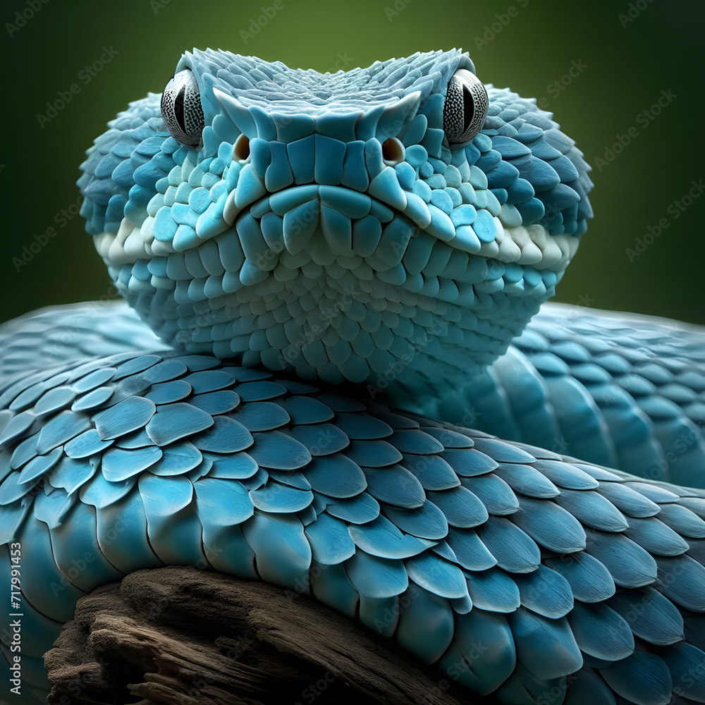 Blue viper snake closeup head on nature background, viper snake ready ...