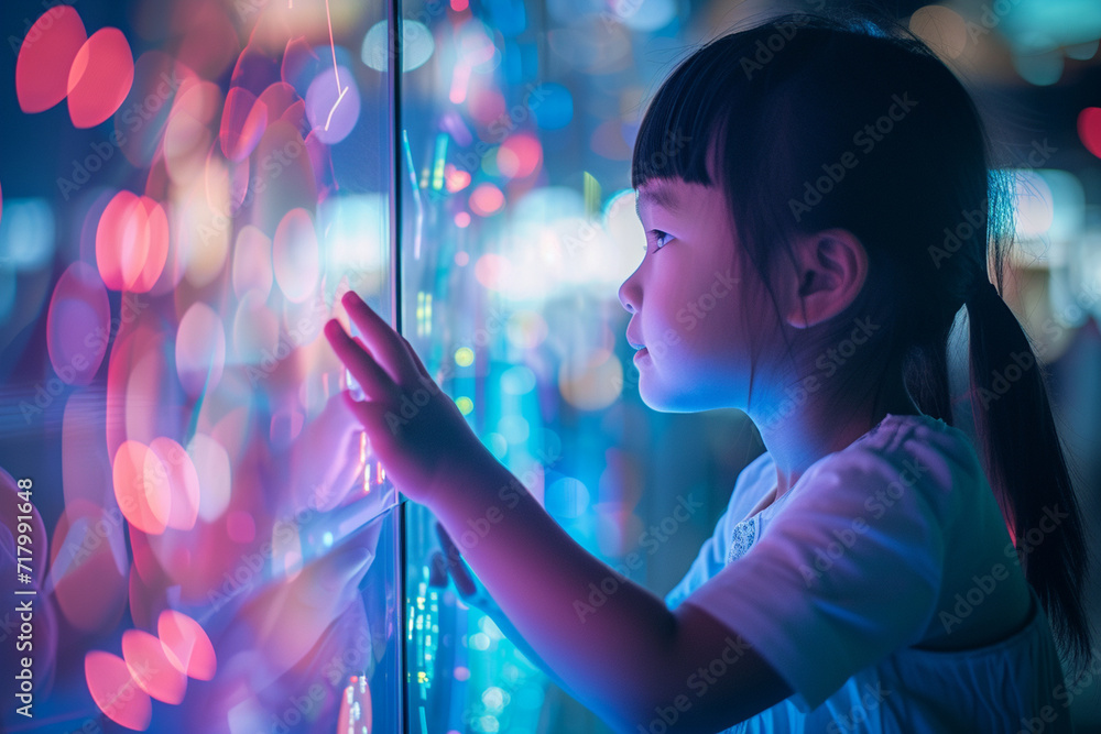 kids playing with interactive features, such as sensory panels, with a ...