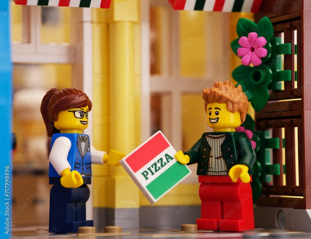 Tambov, Russian Federation - January 21, 2024 A Lego delivery man ...