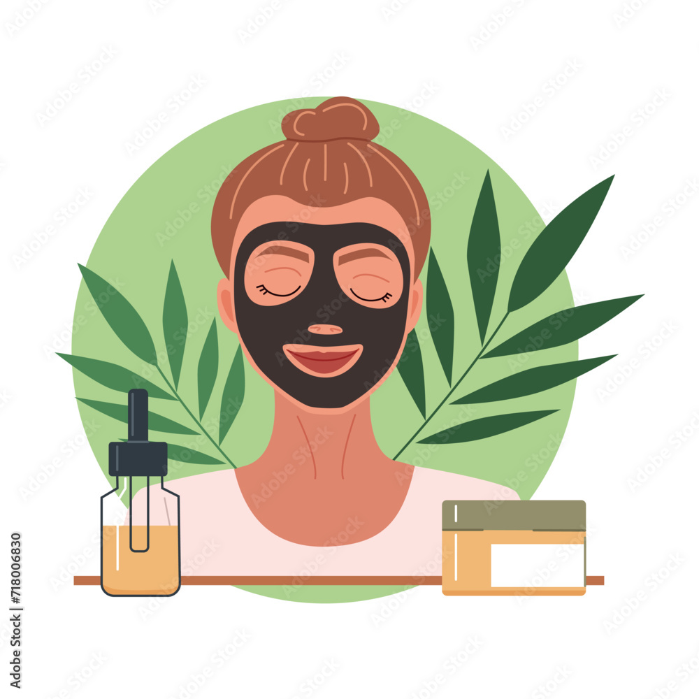 Spa avatar in flat cartoon design. This woman's spa avatar adds a ...