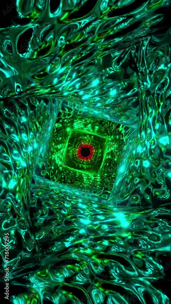 Vertical Spiral colorful tunnel with mirror wavy walls. Dj visuals ...