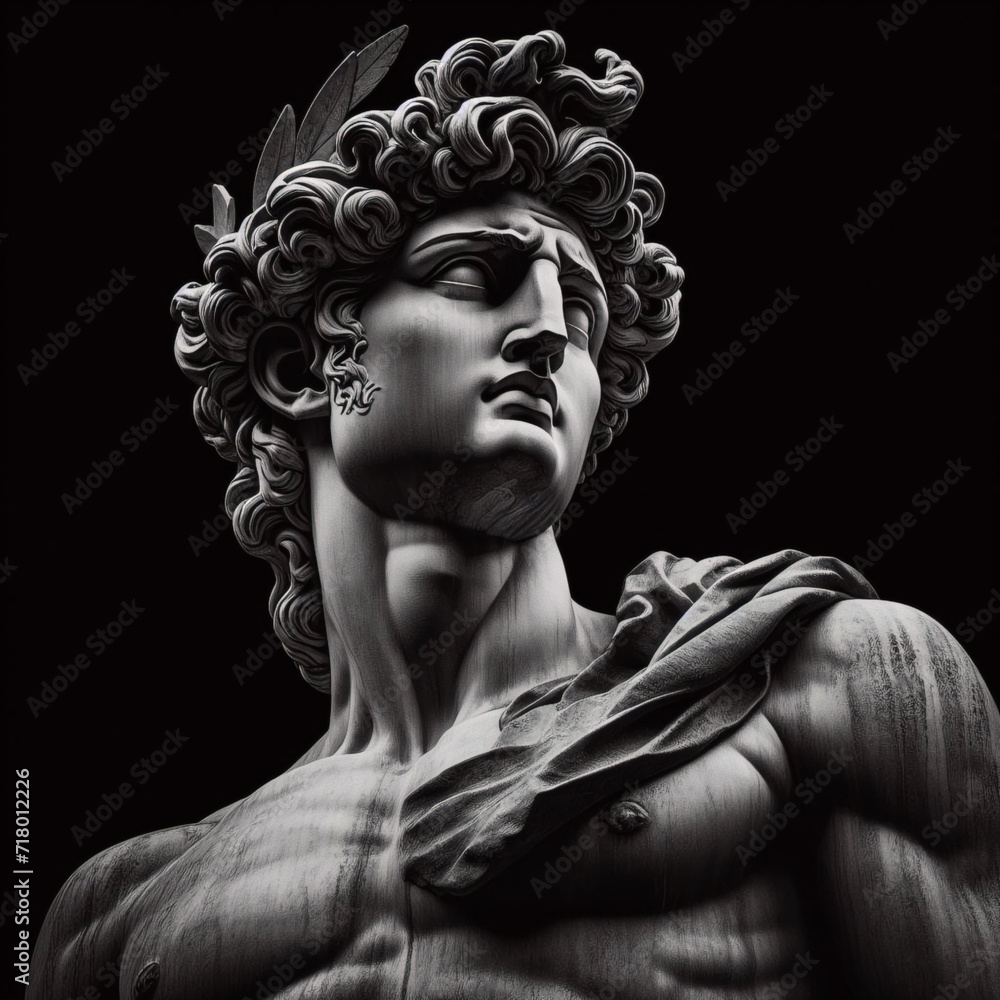 God Apollo bust sculpture. Ancient Greek god of Sun and Poetry Plaster ...