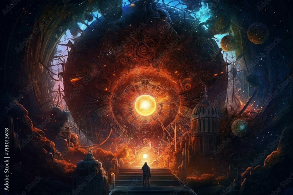 Surrealistic artwork depicting an unsolved mystery in an astral world ...