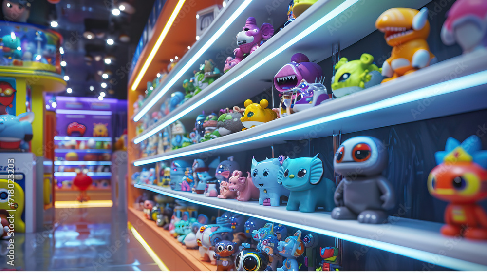 Cutting-Edge Toy Store: 3D Model Featuring Interactive Screens ...