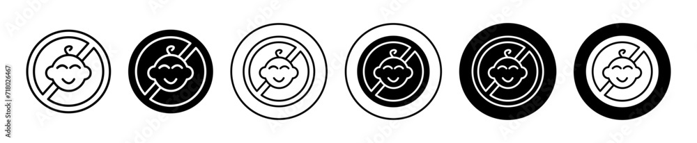 not suitable for kids under 3 years symbol icon sign collection in ...