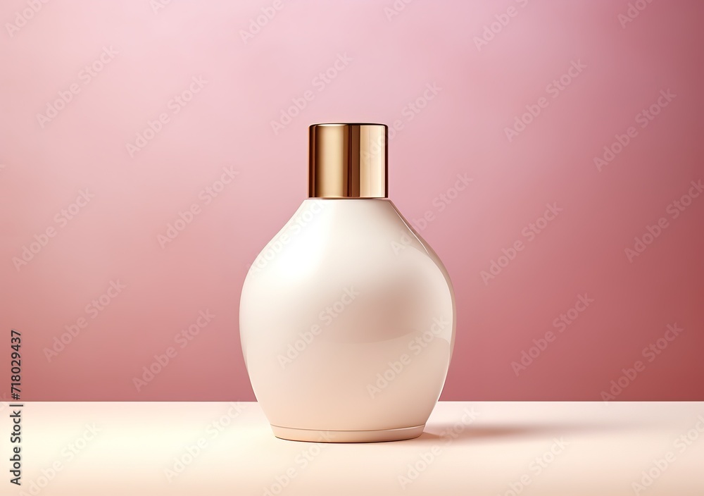 An empty cream-colored bottle can be used as a mockup for cosmetic ...