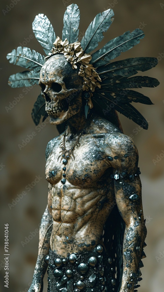Mictlantecuhtli the Aztec god of death in rain Stock Illustration ...