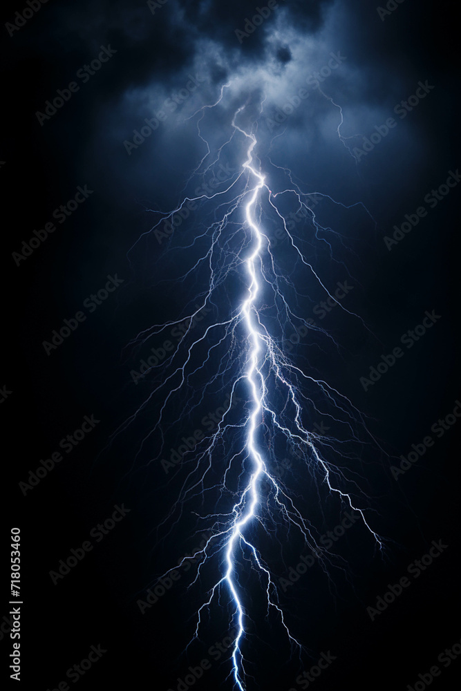 A dazzling display of electric power illuminating the dark night, as ...