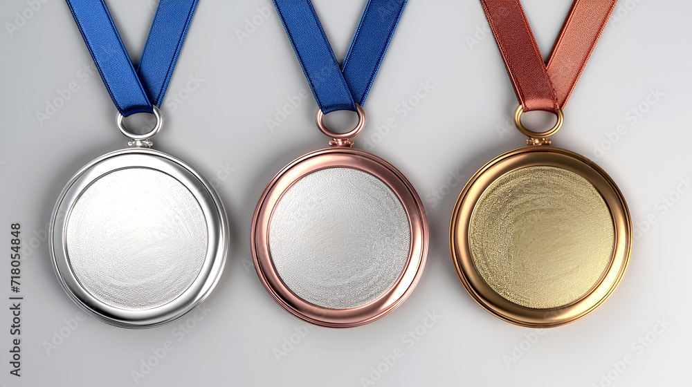 Olympic medals on light background for top athletes. Elegant set of ...
