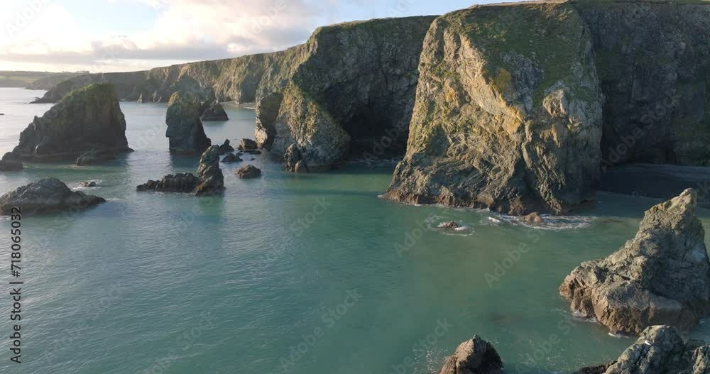 sea Caves Sea stacks cliffs and torquuise Water Copper Coast Waterford ...