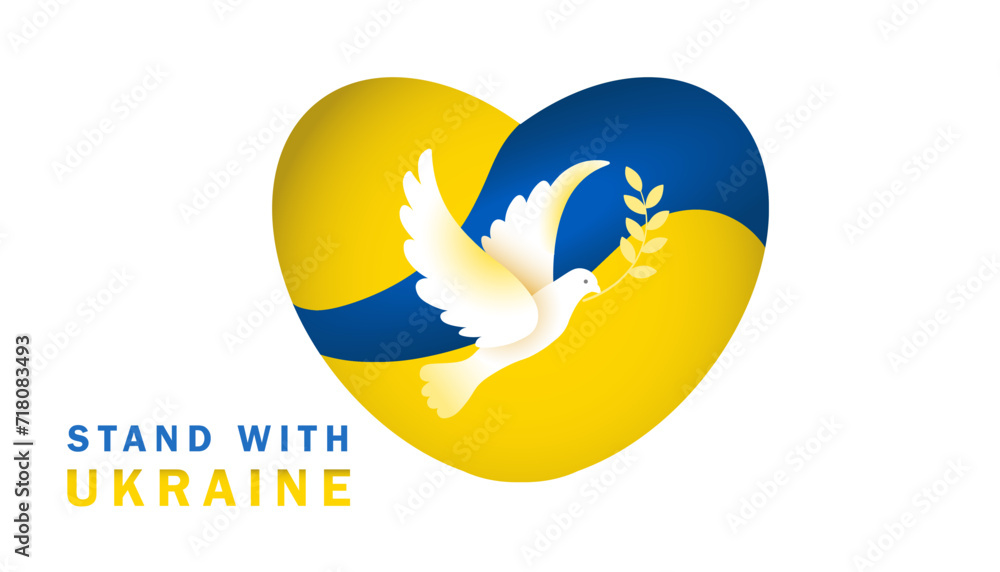 Ukraine peace support icon with peace dove, Ukrainian flag in a shape ...