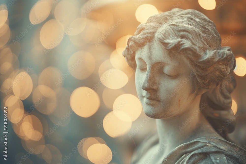 atmospheric photo capturing the ethereal beauty of a statue illuminated ...