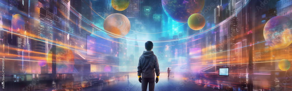 Hologram, Future scenario, Futuristic scene, Science fiction panorama ...