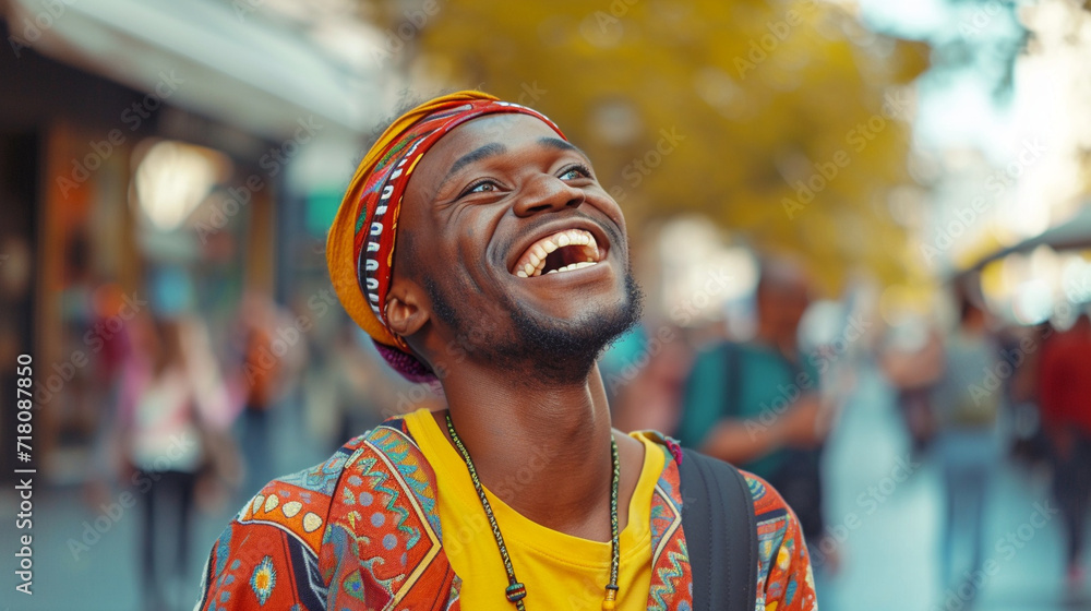 Candid photo of a street performer, capturing the joy and spontaneity ...