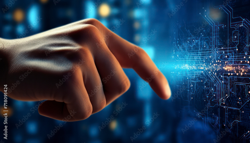 hand of Futuristic Digital Technology: Business Concept with Hands-On ...