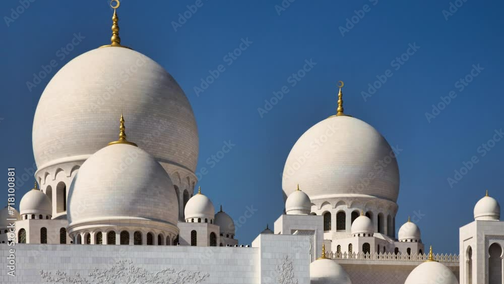 Domes of White Grand Mosque built with white marble stone, also called ...