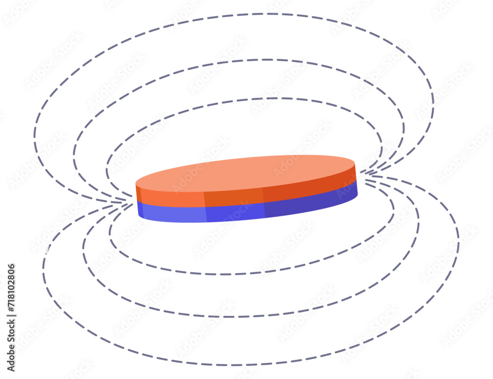 Magnetic force and electromagnetic field. Polar magnet scheme ...