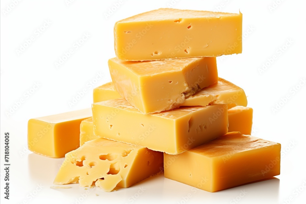 Various types of cheese isolated on white background for culinary ...