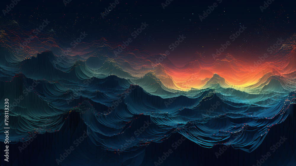 Abstract digital landscape background made from a complex structure of ...