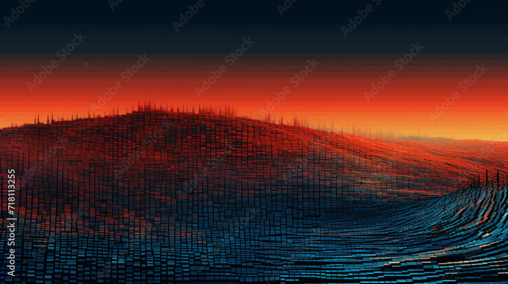 Abstract digital landscape background made from a complex structure of ...