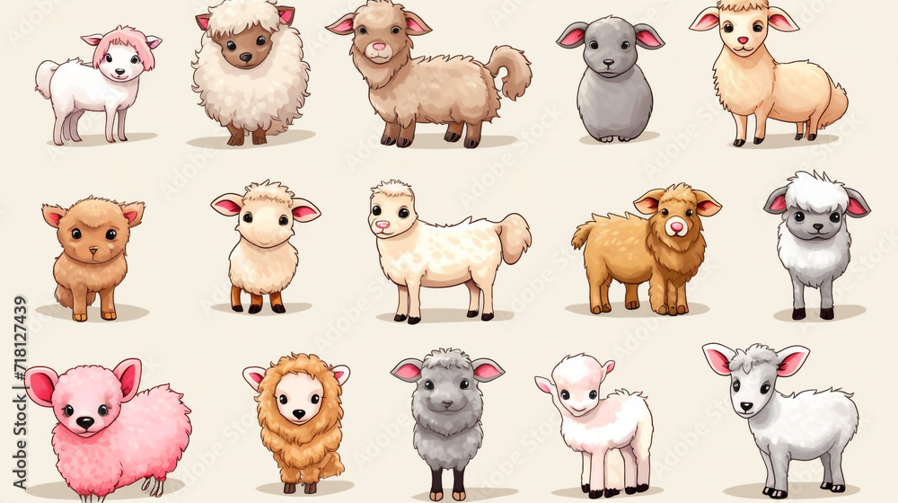 Cute farm animals clip art Stock Illustration | Adobe Stock