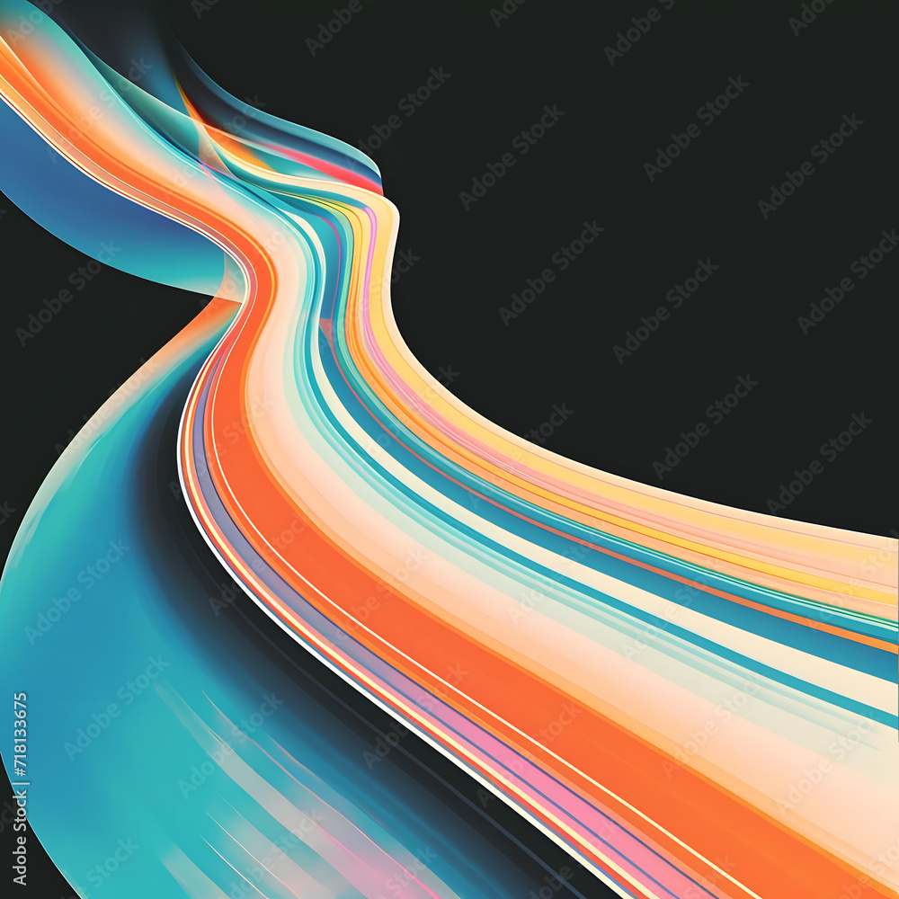 Vibrant rainbow color flow wave with a psychedelic gradient on a black ...