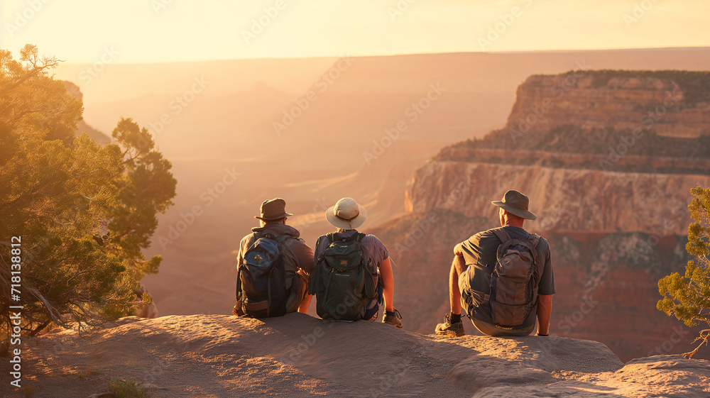 three friends sit side by side at the edge of the world. Together, they ...