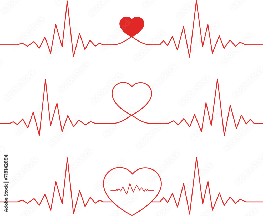 Seamless heartbeat line dividers set. Medical and healthcare related ...