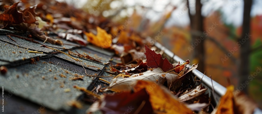 The roof's gutter had become clogged with leaves and debris, causing ...