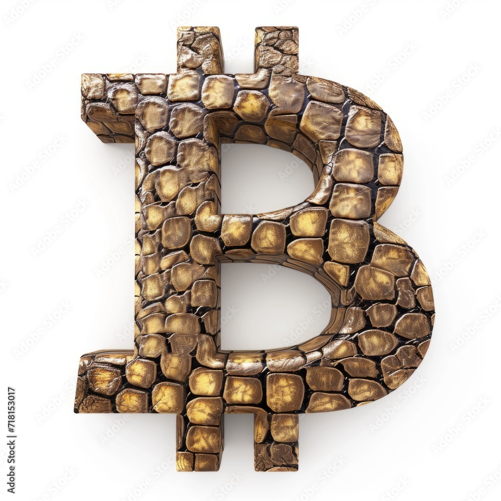 Snake Skin Bitcoin Sign isolated on White Background. Photorealistic ...