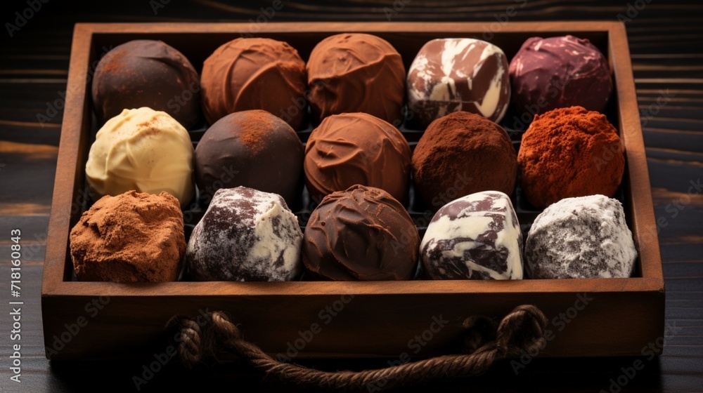 A mouthwatering 8K photograph of a Peruvian chocolate truffle ...