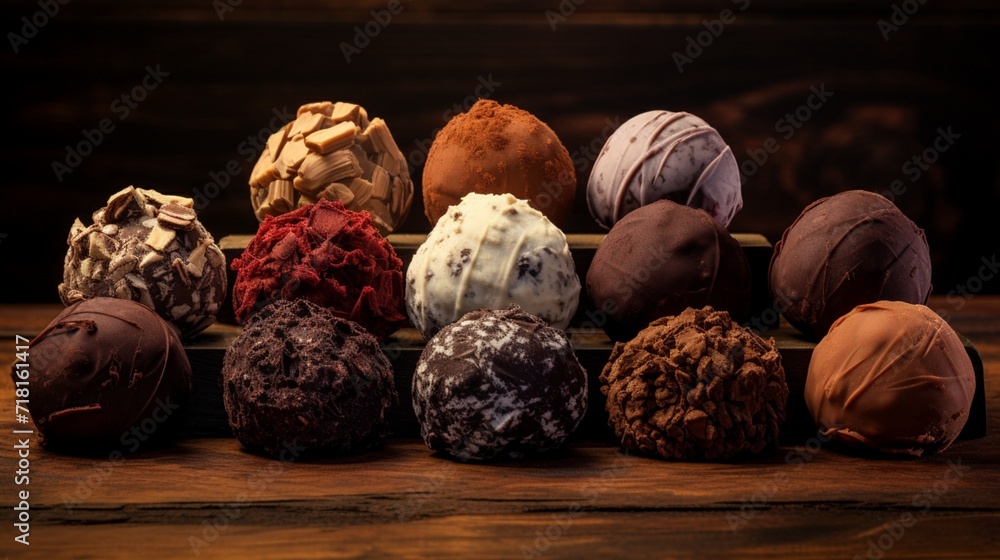 A mouthwatering 8K photograph of a Peruvian chocolate truffle ...