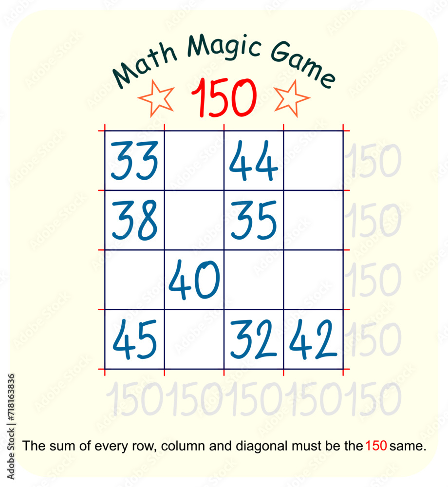 Magic math game. (Magic square) Recreational mathematics and ...