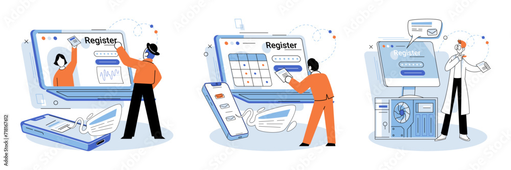Registration online. Vector illustration. Technology plays crucial role ...