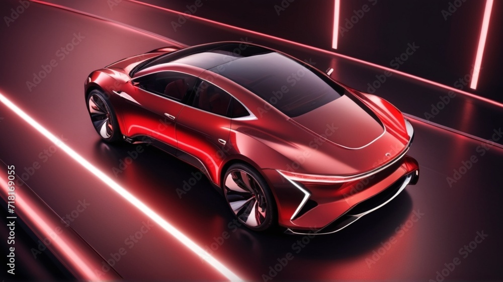 Reb7 car, chrome red, futuristic, high technology, innovation ...