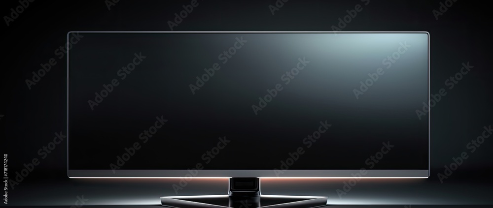 A modern thin-bezel monitor showcased in a dimly lit room, emphasizing ...