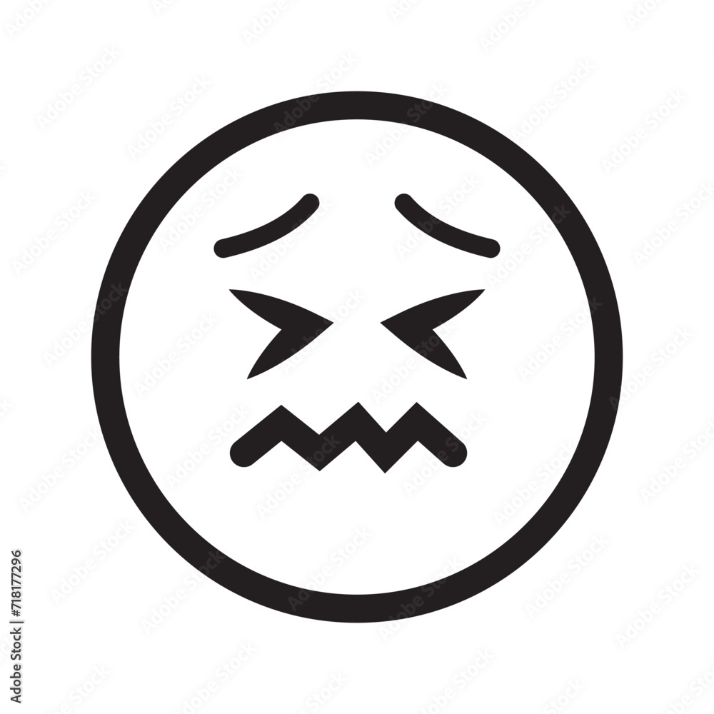 Sad face emoticons . Sad Face line emoji. emoji line art vector icons ...