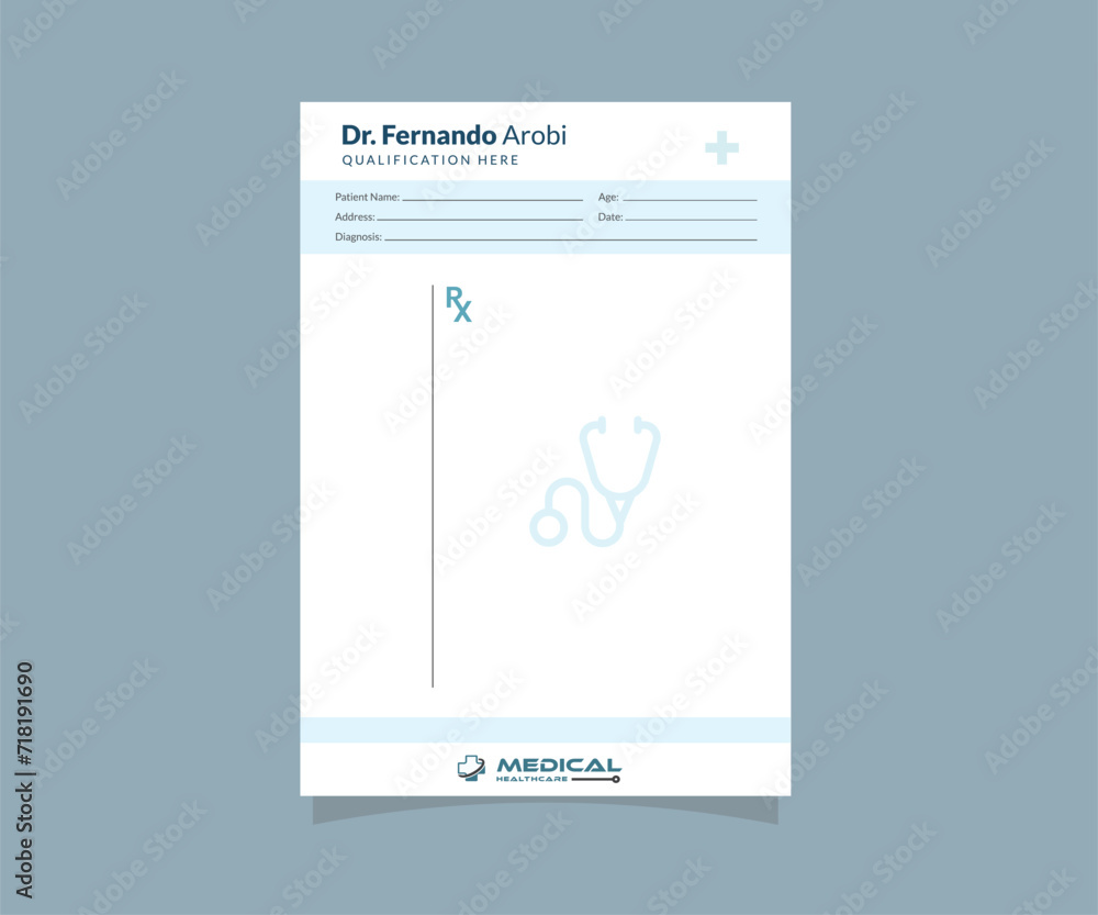 Doctor prescription pad template design, blank rx medical form a4 ...