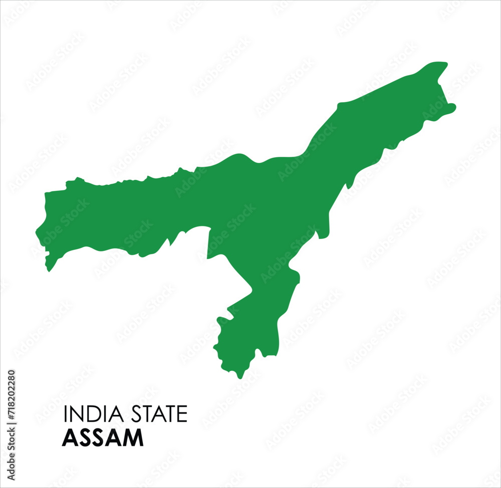 Assam map of Indian state. Assam map vector illustration. Assam vector ...