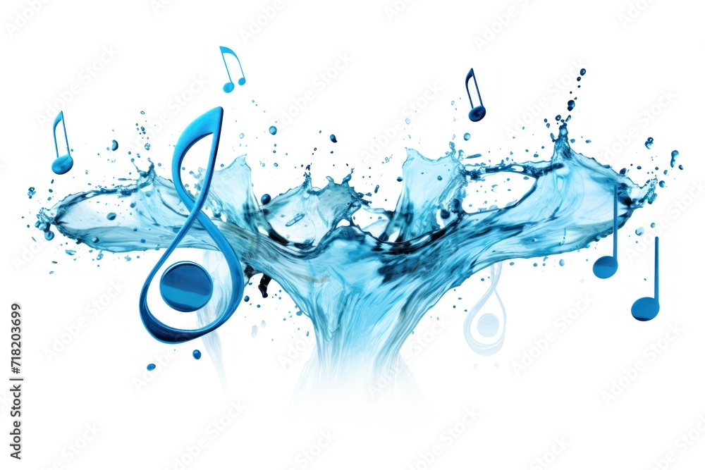 a splash of water with musical notes coming out of it and water ...