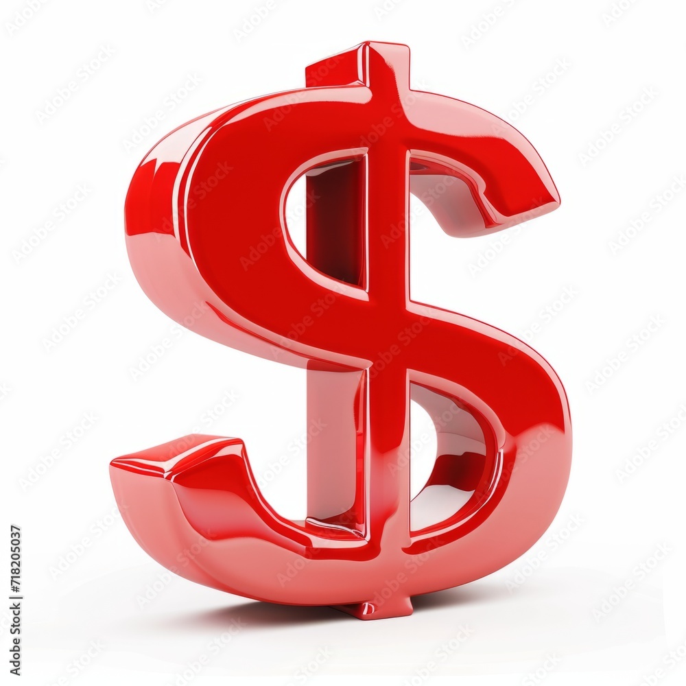 Red Dollar Sign on White Background. Photorealistic Buck Sign on white ...