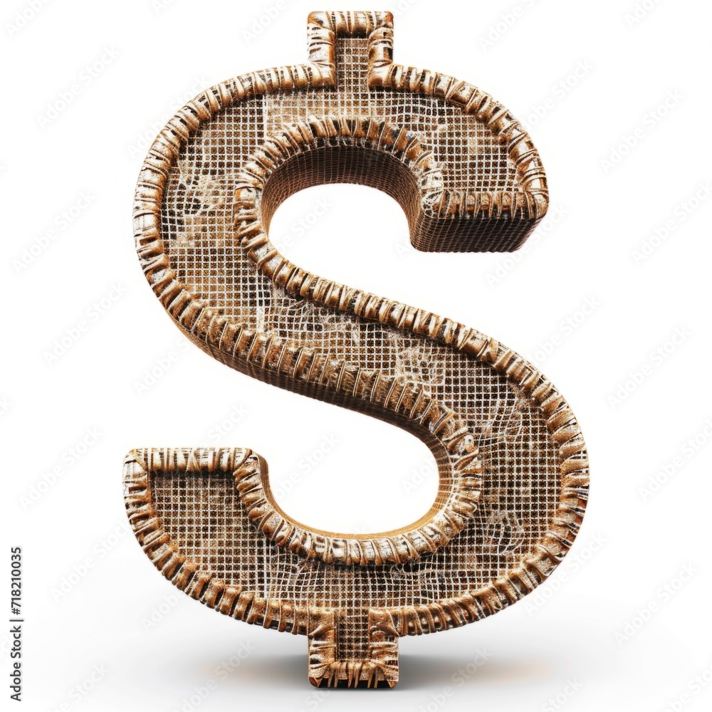 Textured Plaser Dollar Sign on White Background. Photorealistic Buck ...