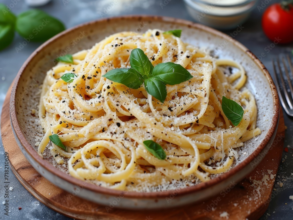A mouthwatering plate of perfectly cooked al dente pasta topped with ...