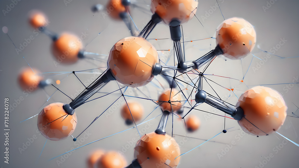 Network structure chemical bonds in molecular level of lines and points ...