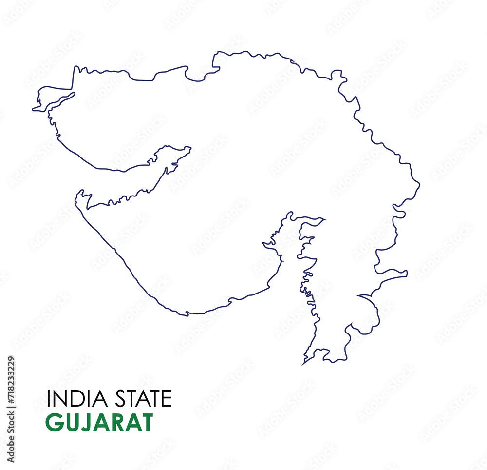 Gujarat map of Indian state. Gujarat map vector illustration. Gujarat ...