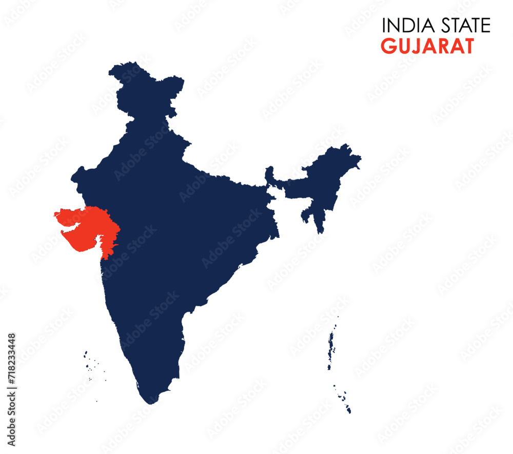 Gujarat map of Indian state. Gujarat map vector illustration. Gujarat ...