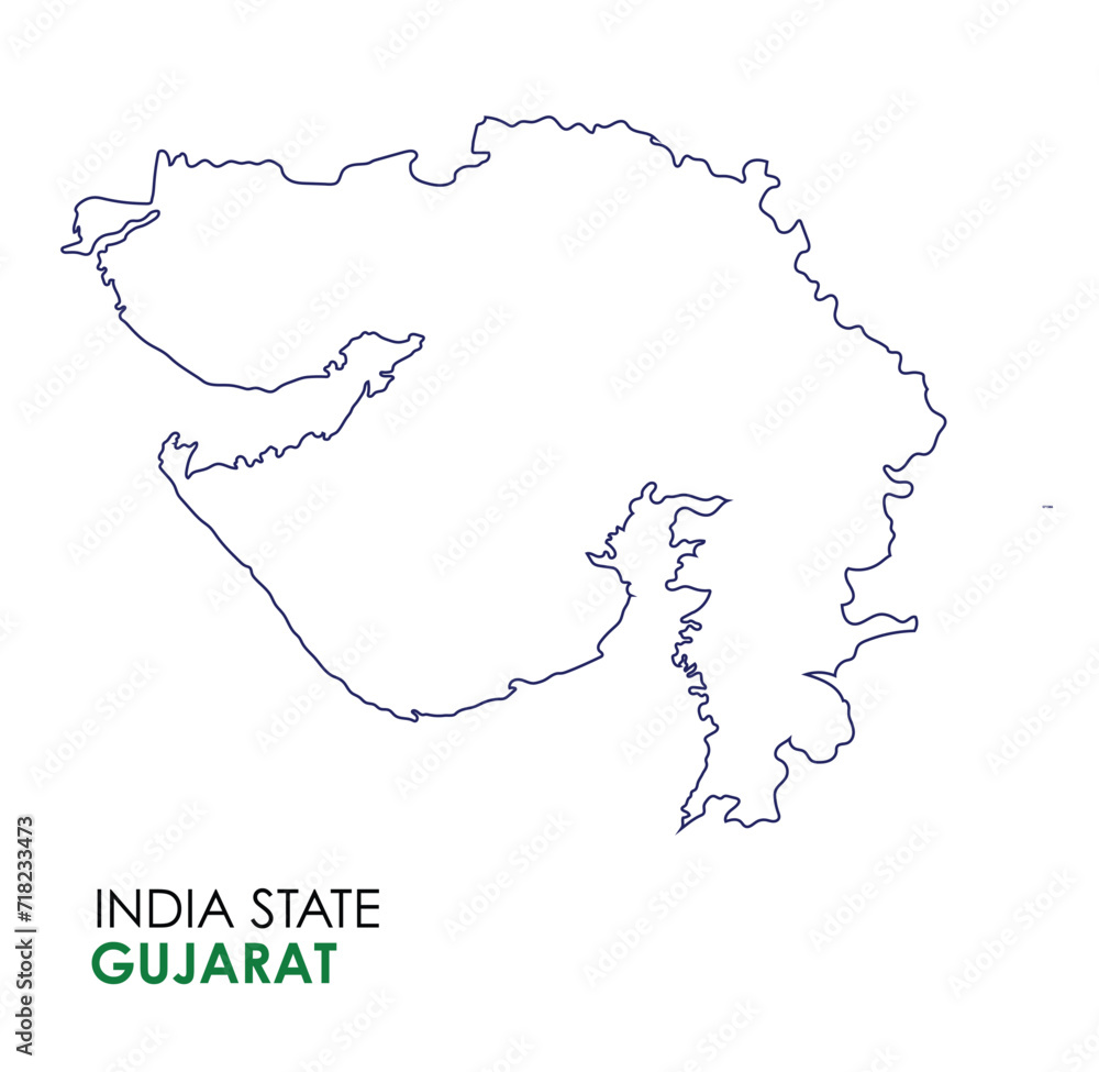 Gujarat map of Indian state. Gujarat map vector illustration. Gujarat ...
