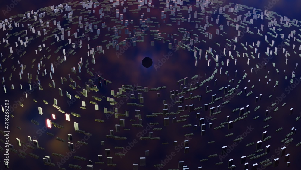 Black hole Dyson sphere. Dyson ring swarm. Alien mega structure, space ...